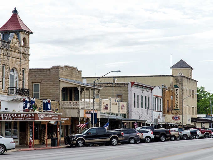 That clock tower rising above limestone storefronts proves German settlers knew how to make an entrance in Texas.