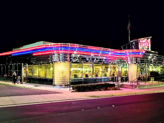 When a diner glows this bright at night, you know the pancakes inside are going to be spectacular.
