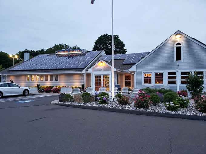 Solar panels and seafood dreams coexist beautifully at this Madison institution where sustainability meets serious flavor.