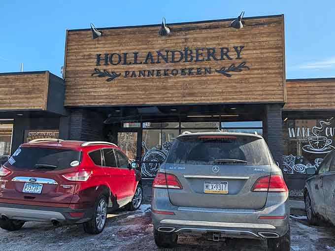 That rustic wooden sign isn't just decoration; it's your beacon to breakfast enlightenment in Rochester, Minnesota.