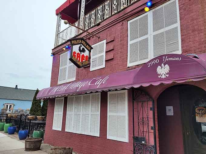 That red awning beckons like a lighthouse guiding hungry sailors to shore in downtown Hamtramck.