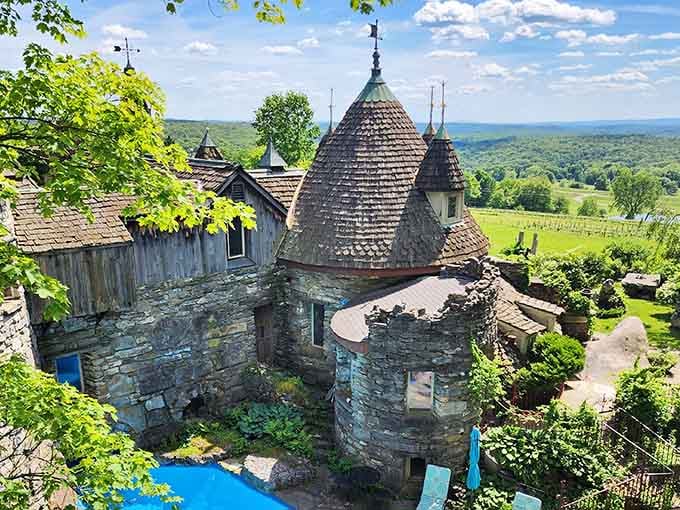 Stone towers rising from the Hudson Valley like someone's wildest medieval daydream actually came true.