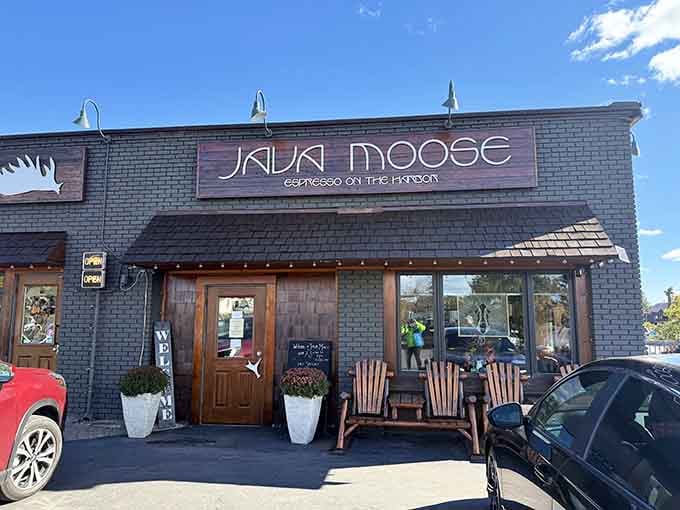 That moose silhouette and "Espresso on the Harbor" tagline aren't kidding around about the location.