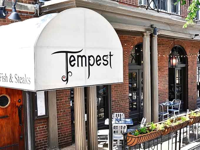 That distinctive awning beckons like a lighthouse guiding hungry sailors to shore, promising oceanic delights in landlocked Wisconsin.