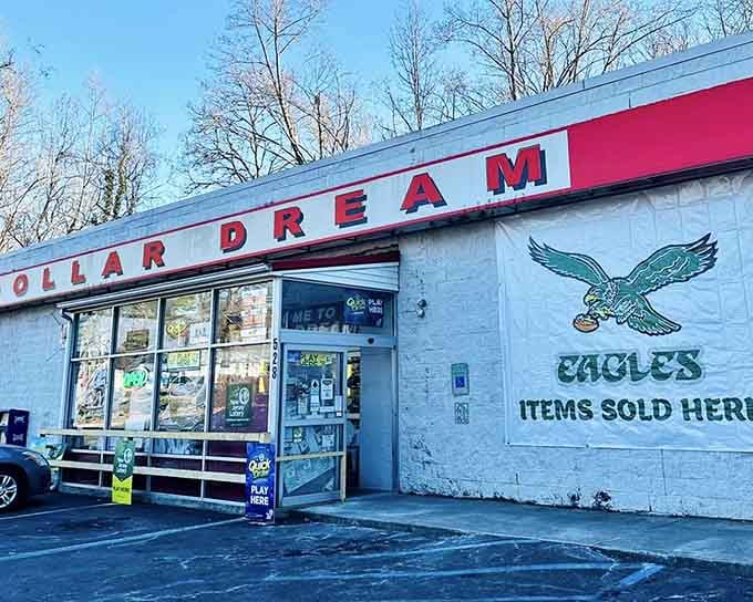 That proud Eagles logo on the building tells you everything about this place's priorities before you even walk in.