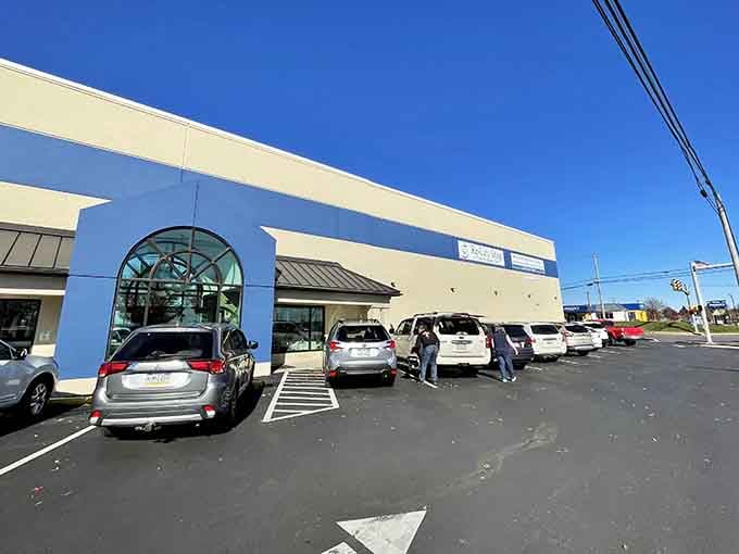 That distinctive blue and white exterior isn't just easy to spot, it's practically calling your name from the parking lot.