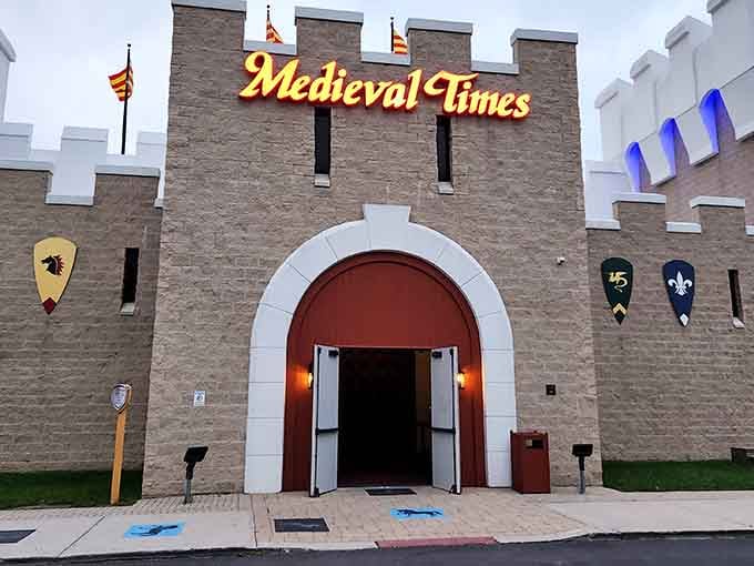 That castle facade isn't a mirage, it's your dinner destination rising from the Schaumburg landscape like Camelot.