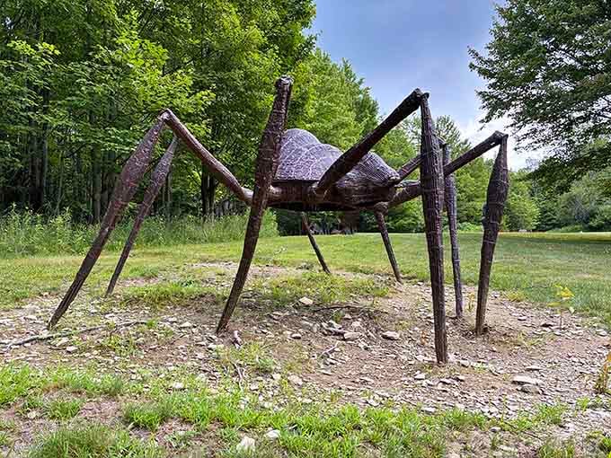 That moment when you realize the spider sculpture is actually climbable and suddenly you're eight years old again.