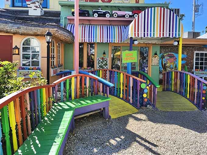 Walking up to The Bubble Room feels like arriving at a cartoon's house party, complete with rainbow fencing.
