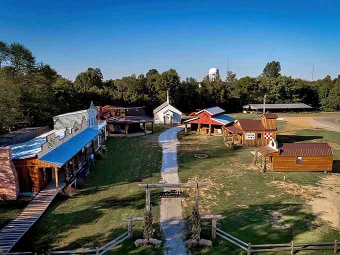 From above, this Old West town looks like someone's incredible model railroad came to life in the Kentucky countryside.
