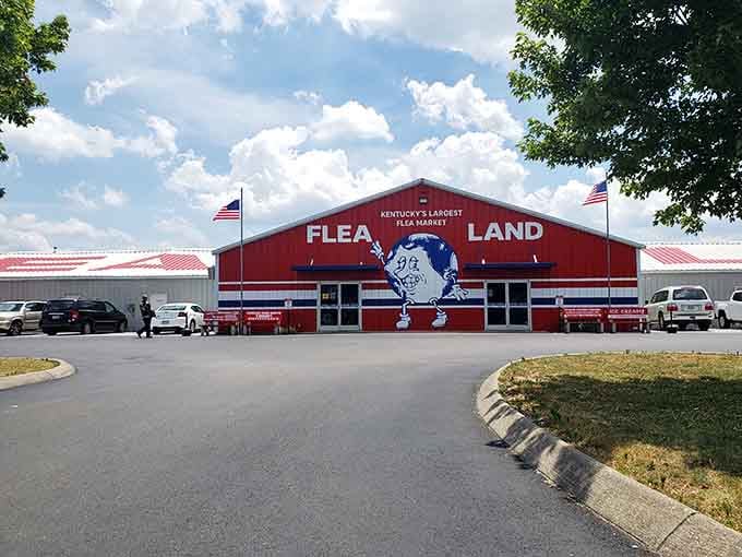 That red barn exterior isn't just for show, it's your gateway to Kentucky's ultimate treasure hunting adventure.