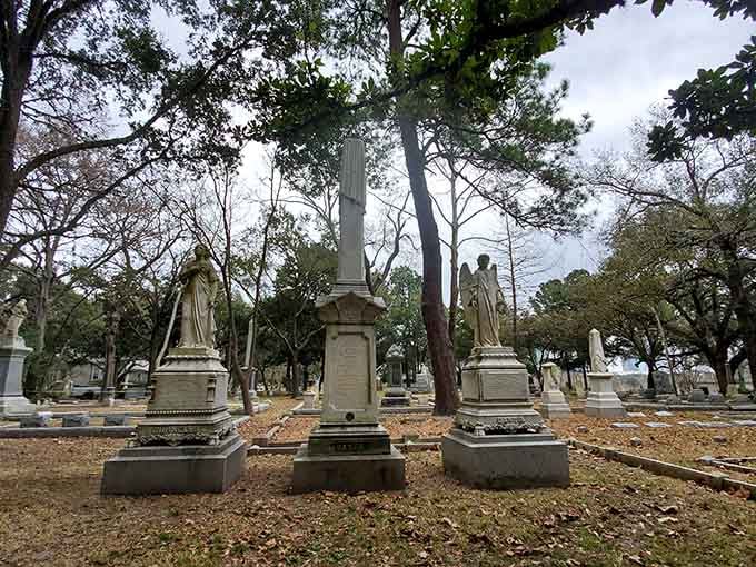 These monuments stand as silent storytellers, each one a masterpiece of 19th-century craftsmanship and devotion.