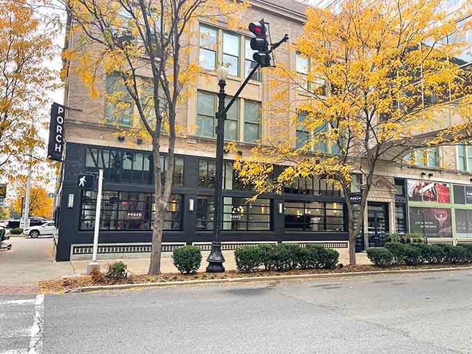 Porch Kitchen & Bar welcomes you during autumn's golden hour when everything feels just right.