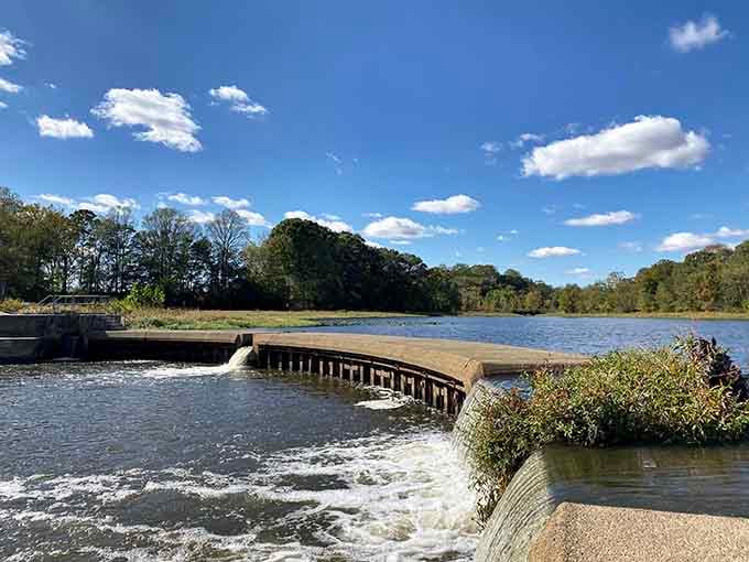 The lake's spillway creates a soothing soundtrack that beats any meditation app you've downloaded and never used.