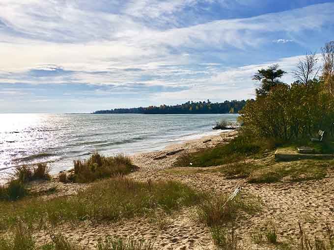 Lake Michigan's shoreline here looks like someone's private beach, except it's yours to enjoy whenever you want.