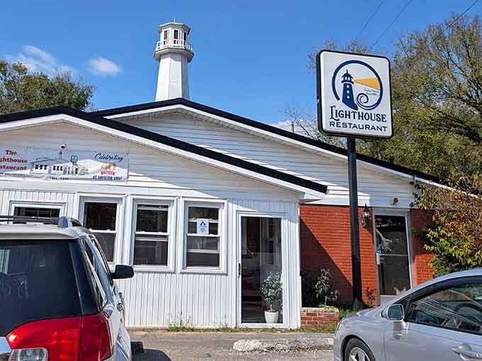 That lighthouse isn't guiding ships, it's pointing hungry travelers toward some of Kentucky's best home cooking.