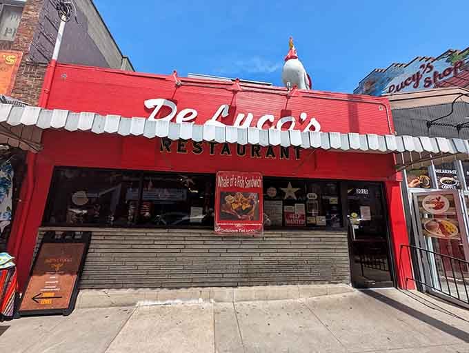 That bright red exterior beckons like a lighthouse for the breakfast-deprived, promising salvation one pancake at a time.