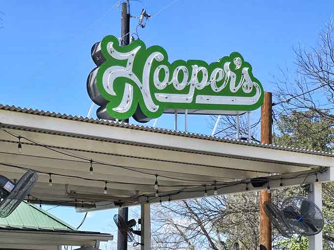 That vintage sign promises good times ahead, and spoiler alert: it absolutely delivers on that promise every single time.