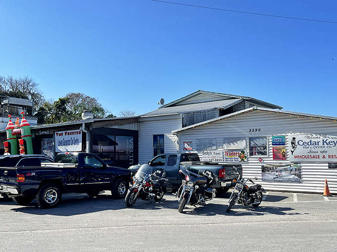 When motorcycles and pickup trucks share the lot, you know you've found where the locals actually eat.