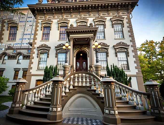 That grand staircase isn't just for show, it's your personal red carpet into California history.