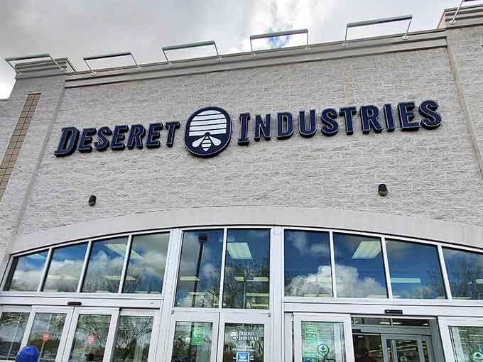 The building's impressive facade hints at the treasure trove waiting inside for savvy shoppers.