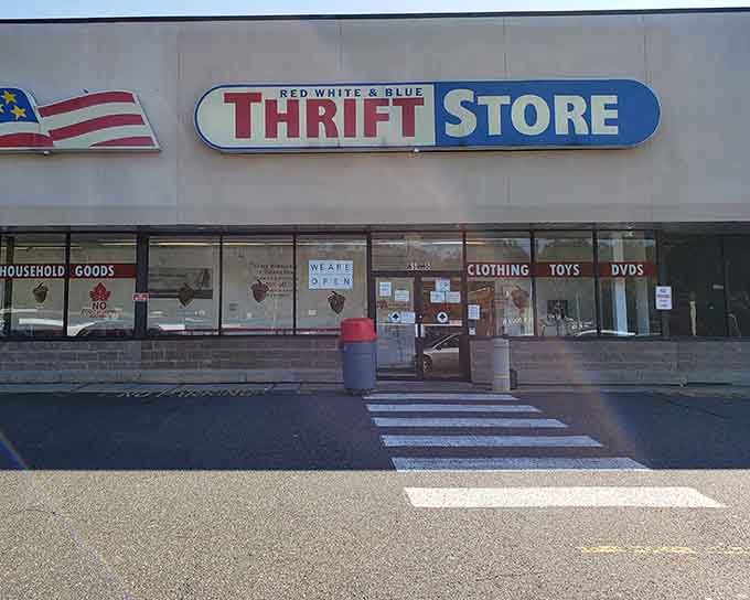 The patriotic storefront promises treasures within, and trust me, it delivers on that promise in spectacular fashion.