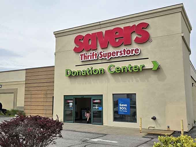 The red letters beckon like a siren song to bargain hunters across Illinois, promising treasures within.