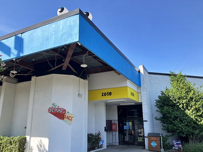 That cheerful yellow awning beckons like a creative beacon, promising treasures that'll make your crafting heart sing.