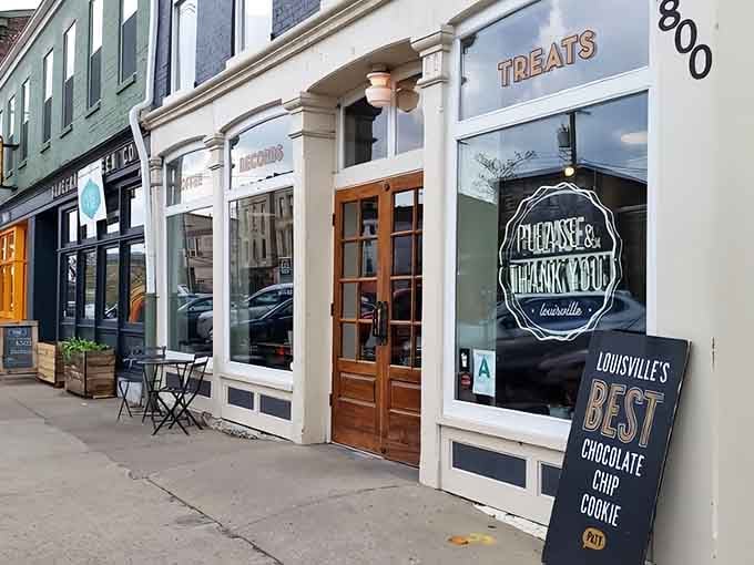 When a sidewalk sign boldly declares "Louisville's Best Chocolate Chip Cookie," you know someone's feeling confident about their baking skills.