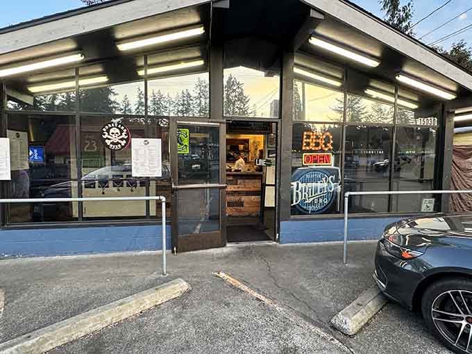 That unassuming storefront is hiding some of the best smoked meat you'll find in the Pacific Northwest.