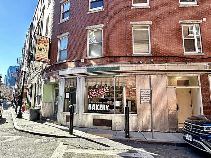 The curved corner entrance welcomes you like an old friend who always has fresh pastries waiting inside.