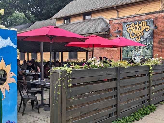 That cheerful patio with its bright umbrellas is basically Cleveland's way of saying "sit down and stay awhile."