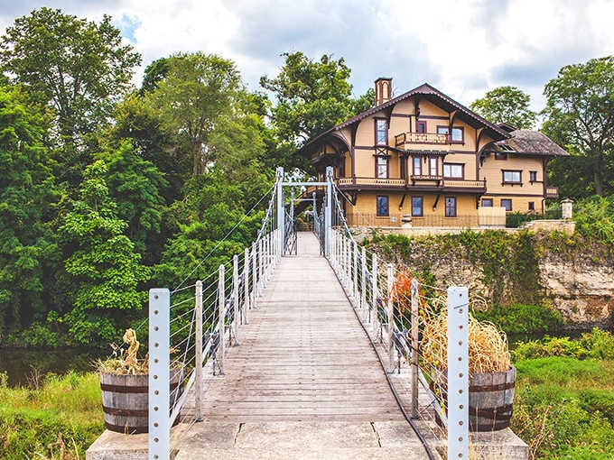 This Swiss chalet rising from an Illinois bluff proves fairytales don't need passports to exist.