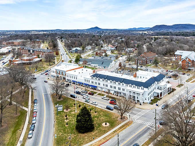 From above, Berea reveals its secret: a town where historic charm meets mountain views, proving Kentucky knows how to do picturesque right.