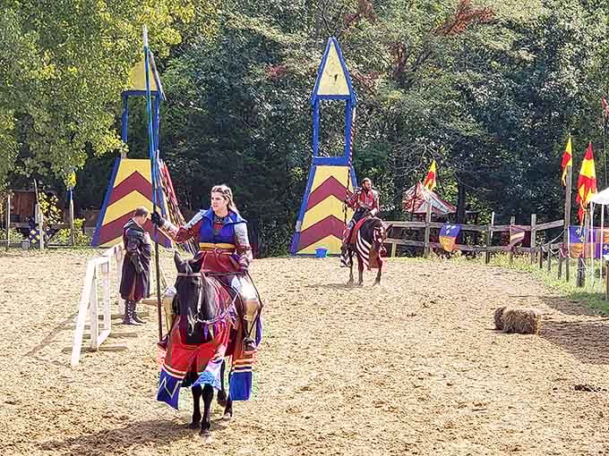 Knights thundering across the arena on horseback, lances ready. This is live theater taken to its most spectacular extreme.