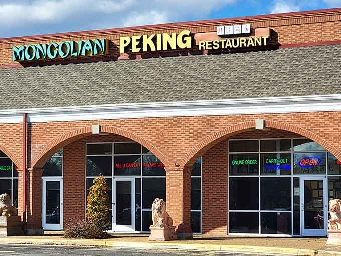 That brick facade and those neon signs are basically screaming "prepare your appetite for an epic adventure inside."