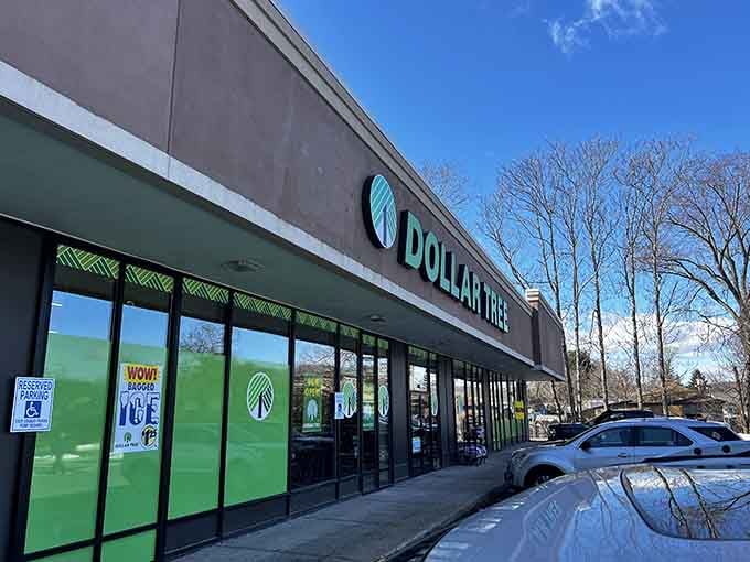 The green and white storefront beckons like a beacon of budget-friendly hope in Plantsville's retail landscape.