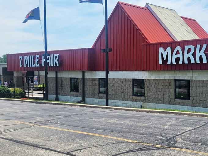 That distinctive red-and-tan exterior promises treasures inside, like a Wisconsin version of Ali Baba's cave.