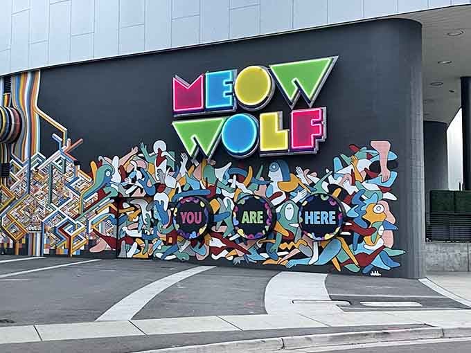 The vibrant exterior mural practically screams "You Are Here" in case your sense of reality needed confirmation.