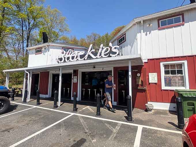 The red and white exterior isn't fancy, but it's been drawing crowds for nearly a century of deliciousness.