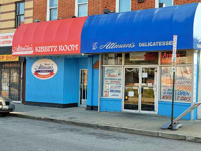 That bright blue storefront isn't just paint, it's a beacon guiding hungry souls to sandwich salvation since forever.