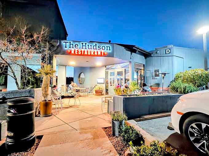 The Hudson glows like a beacon of deliciousness in the Sedona night, calling hungry travelers home.