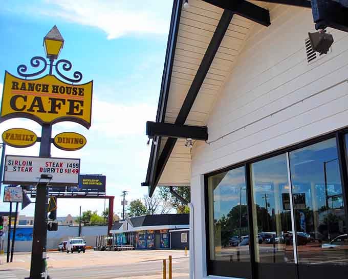 The charming exterior with its retro signage proves that some things get better with age, like Scotch.