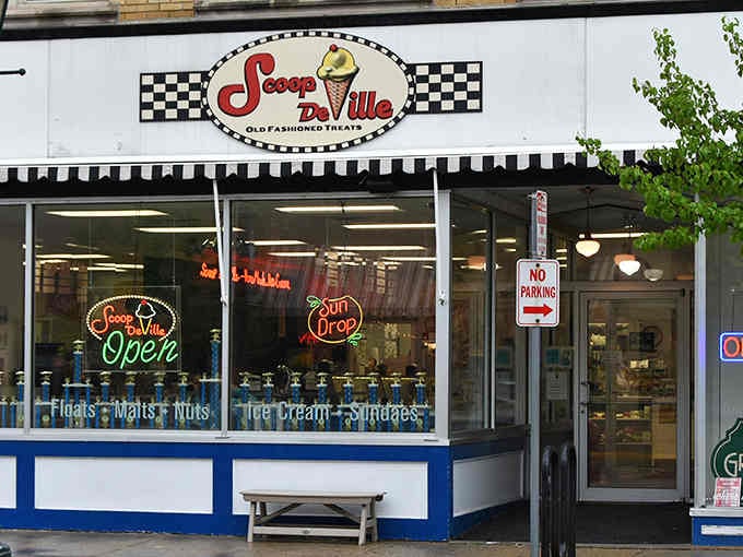 That checkered awning and vintage signage aren't just decoration—they're a promise of what awaits inside.