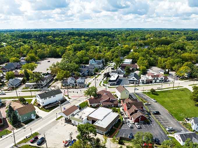 The historic downtown nestles among trees like a secret your grandmother kept in her recipe box.