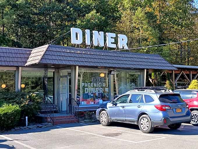 That giant "DINER" sign isn't lying, this Catskills gem delivers everything a classic roadside stop should be.