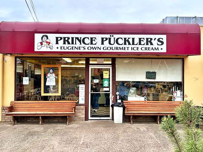 The bright awning hints at the joy waiting inside, served cold and sweet.