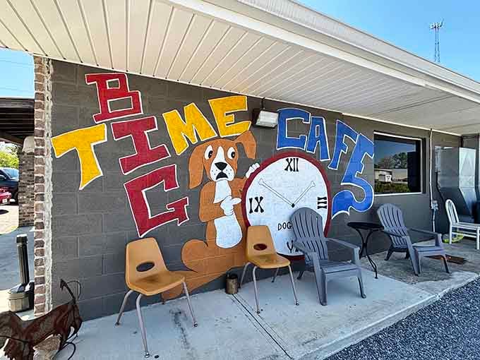 That cheerful mural and those welcoming chairs outside aren't just decoration, they're a promise of good times ahead.