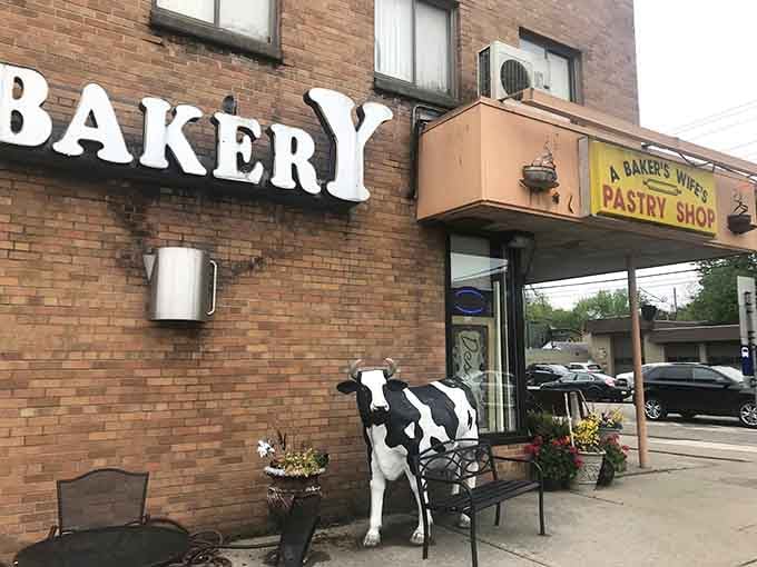 That cow outside isn't just decoration, it's a promise of the dairy-based delights waiting inside.