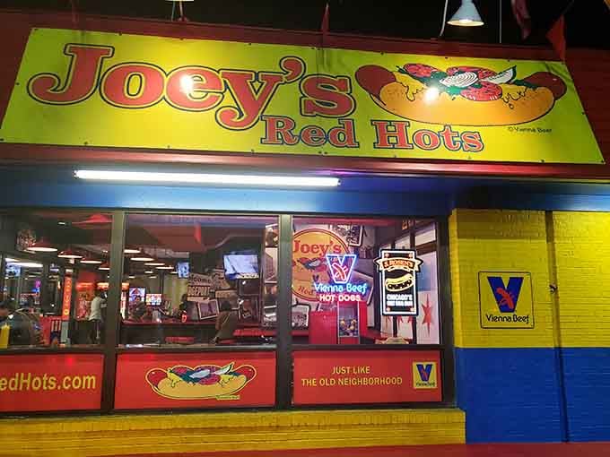 When a hot dog stand looks this happy, you know the food inside is going to match that energy.